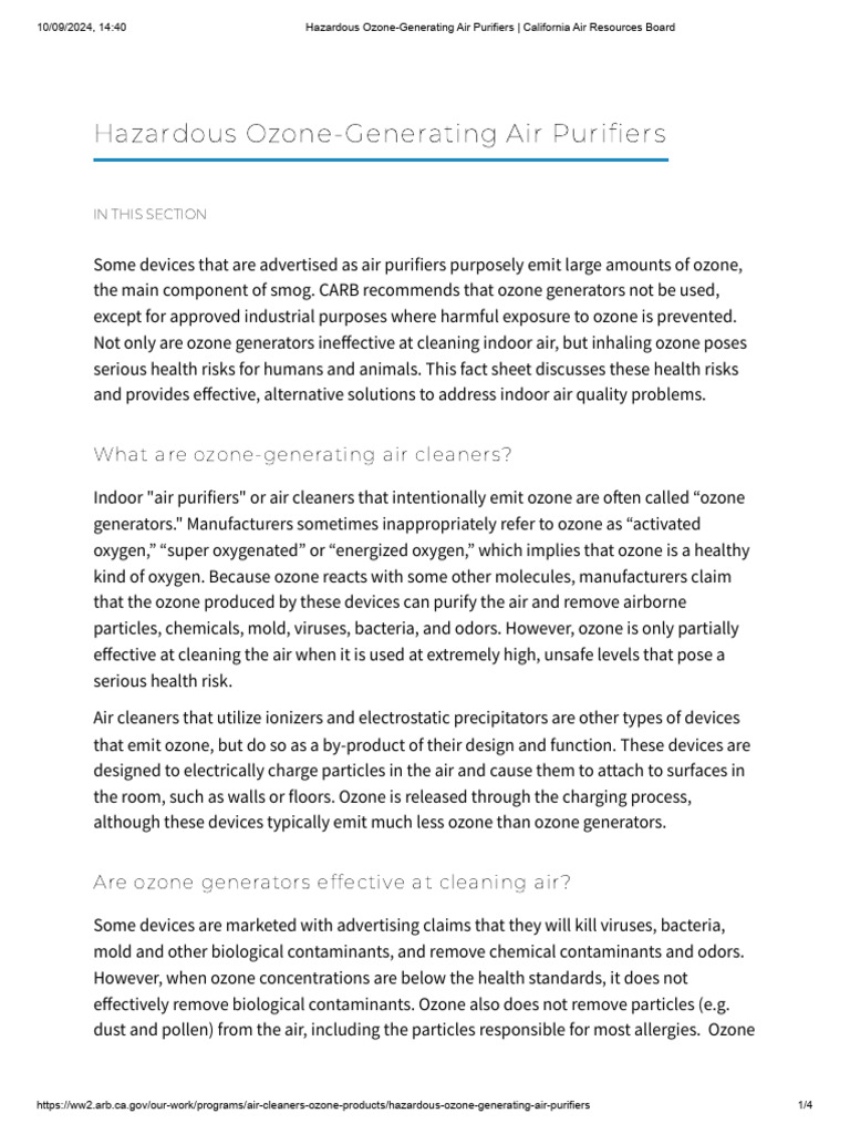 Hazardous Ozone-Generating Air Purifiers - California Air Resources ...