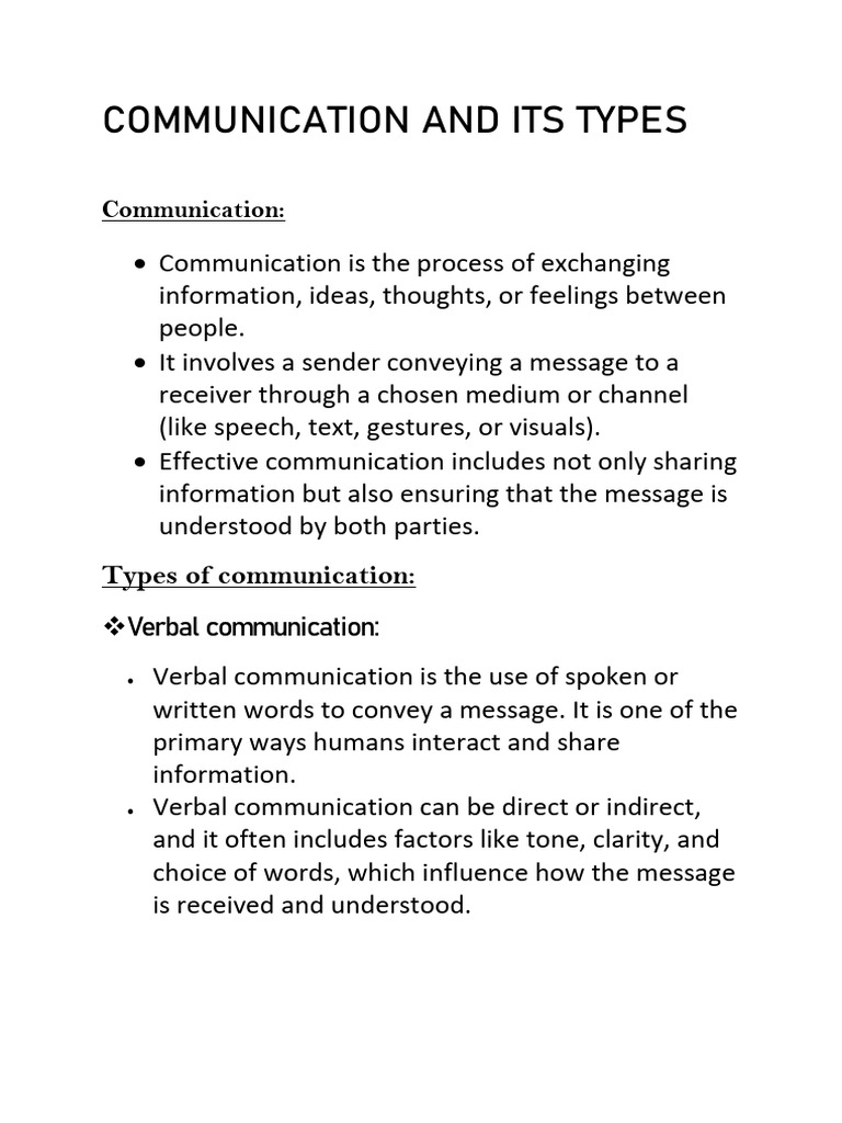 Communication and Its Types | PDF | Communication | Body Language