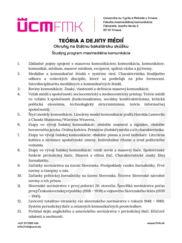 Teória A Dejiny Médií | PDF