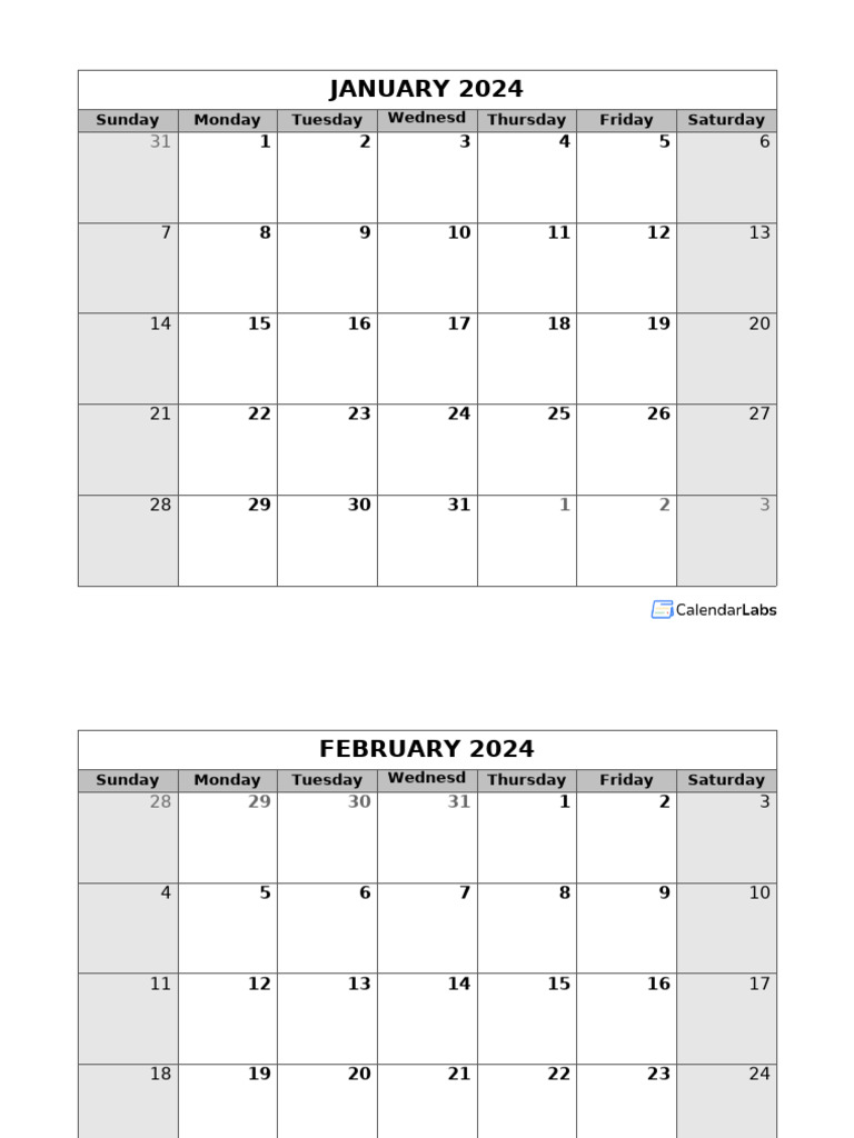 2024 Blank Monthly Calendar 01 | PDF