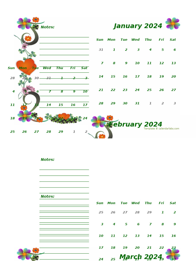 2024 Blank Calendar Design Template 06 | PDF