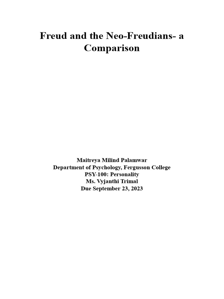 Freud and The Neo Freudians A Comparison | PDF | Id | Psychoanalysis