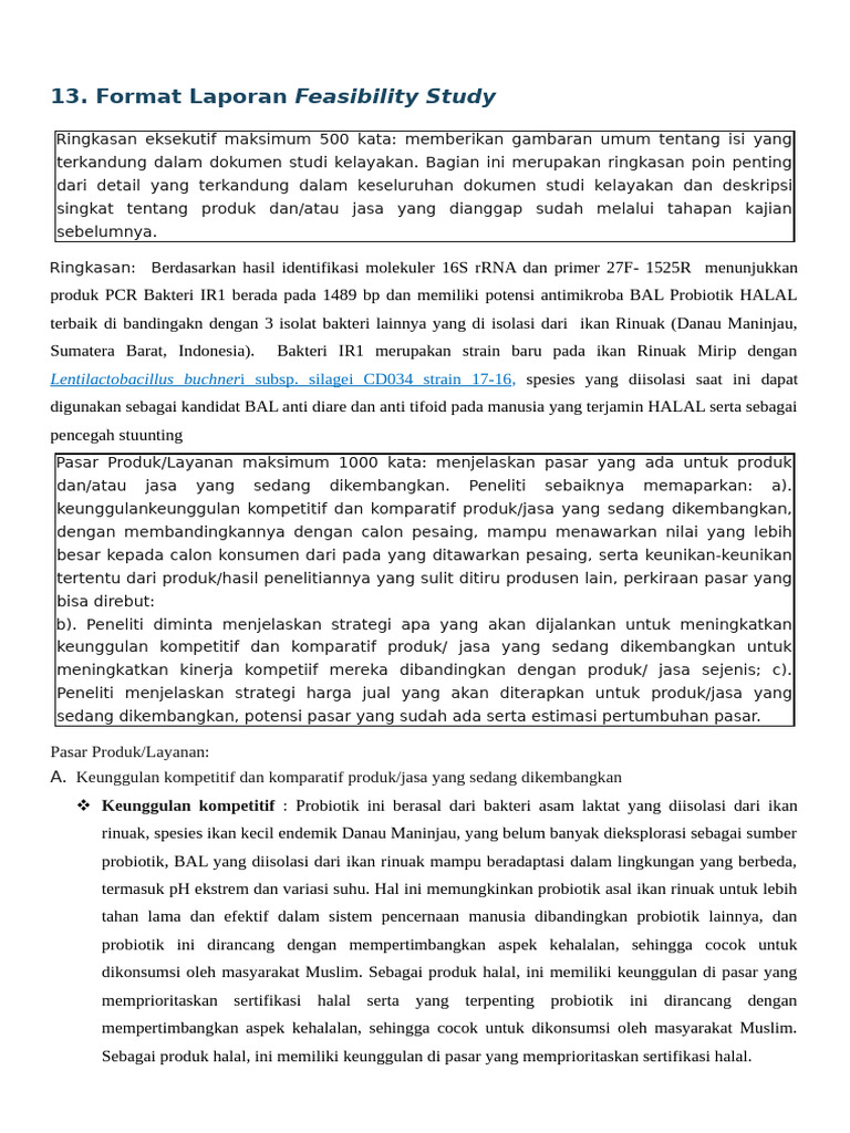 Template Laporan Feasibility Study | PDF