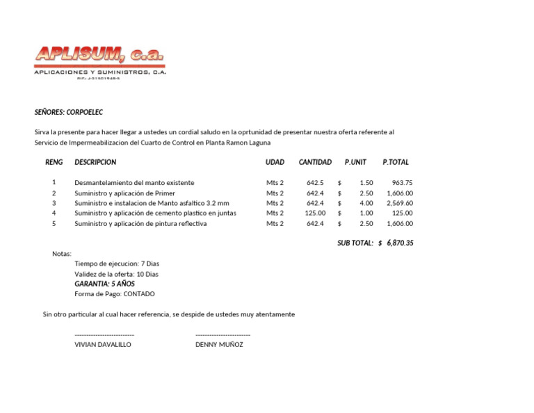 Impermeabilizacion Cuarto Control PRL | PDF