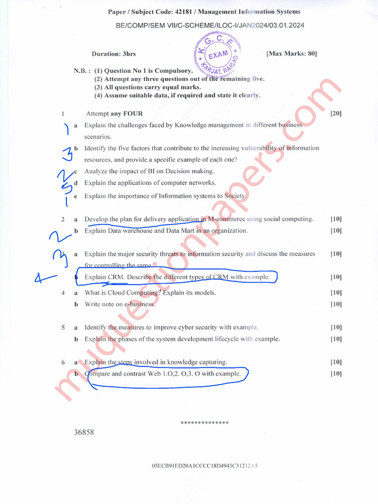 Be - Computer Engineering - Semester 7 - 2023 - December - Iloc I ...