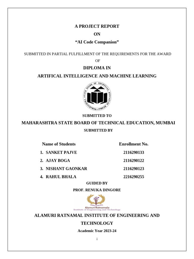 AI Code Companion Project Report | PDF | Artificial Intelligence ...