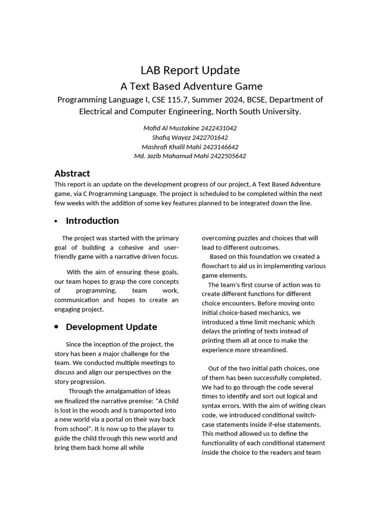 CSE 115.7 Text Adventure Update | PDF | Control Flow | Computing