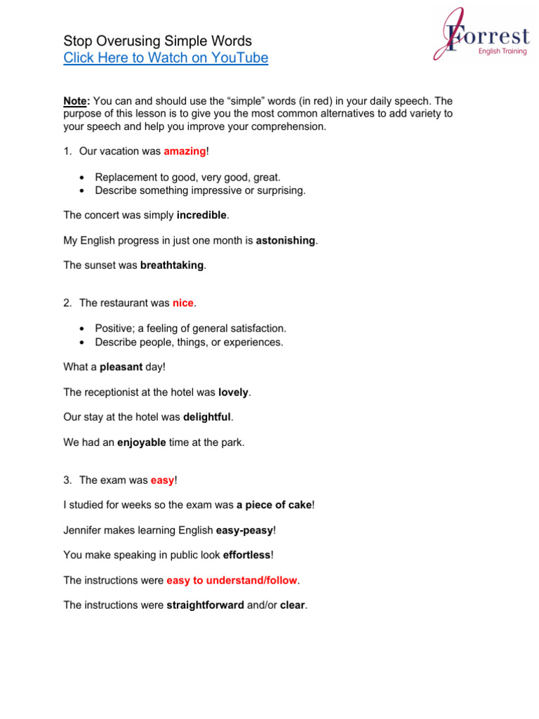 English Vocabulary Masterclass To Learn 197 Words by JForrest English ...
