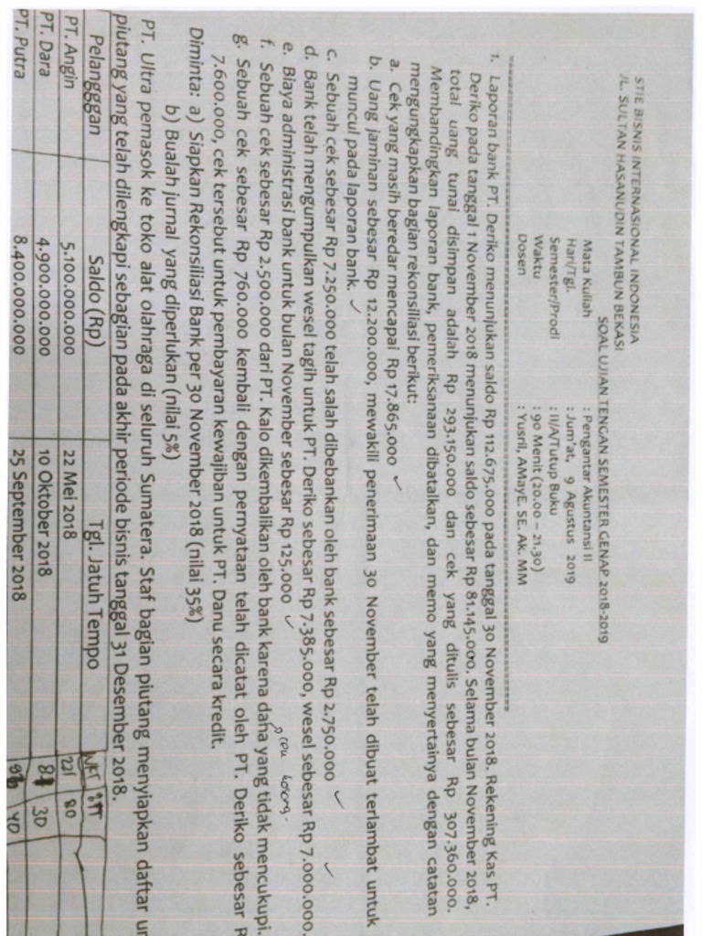 Soal Rekon Bank | PDF
