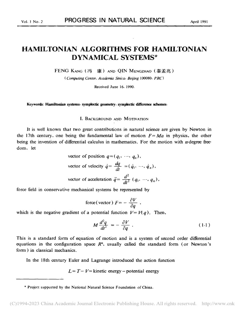 Hamiltonian Algorithms For Hamiltonian Dynamical Systems | PDF