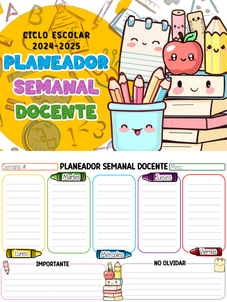 Planeador Semanal Docente 2024-2025 | PDF