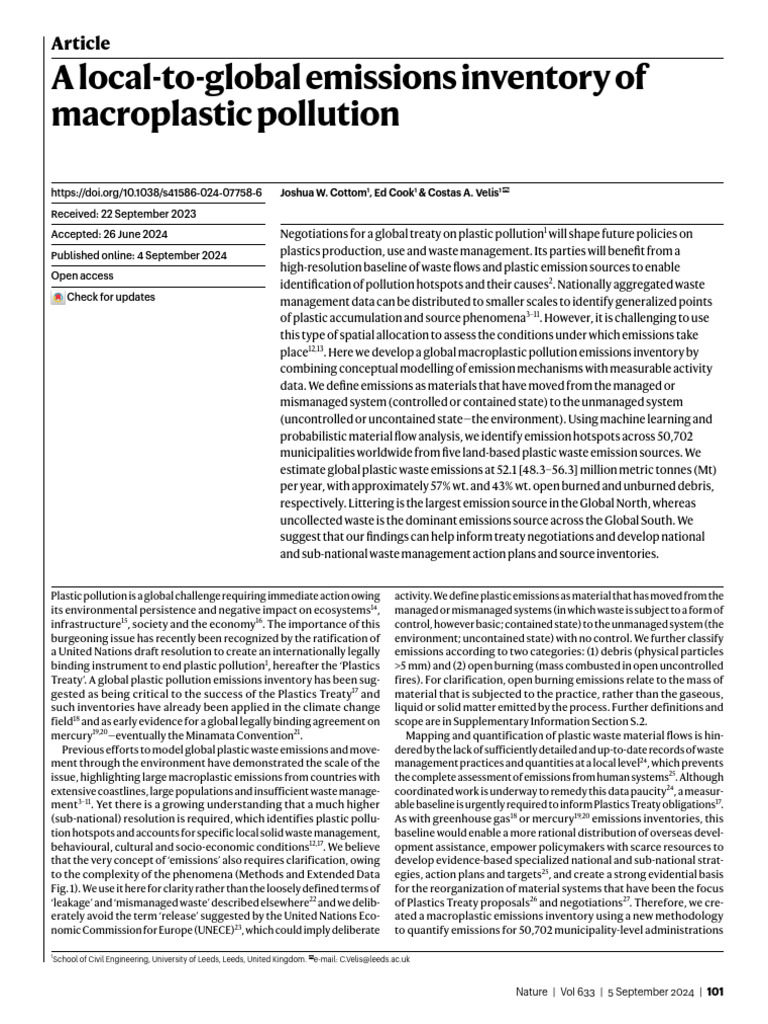 Global Macroplastic Emissions Inventory | PDF | Air Pollution | Waste ...