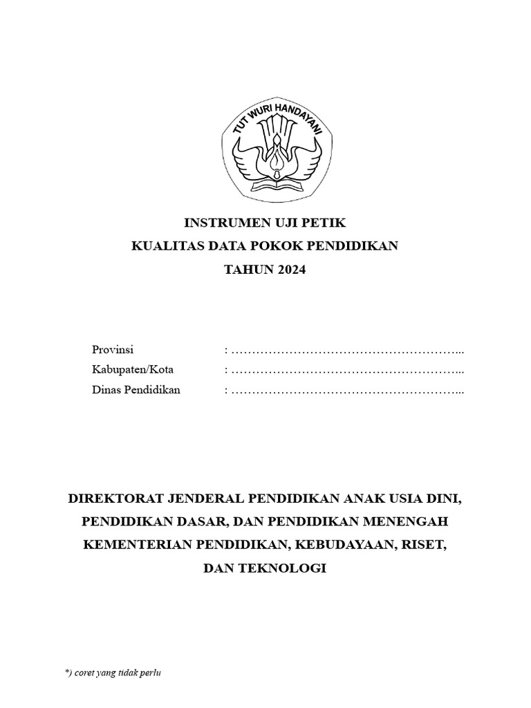 Instrumen Uji Petik - Disdik 2024 | PDF