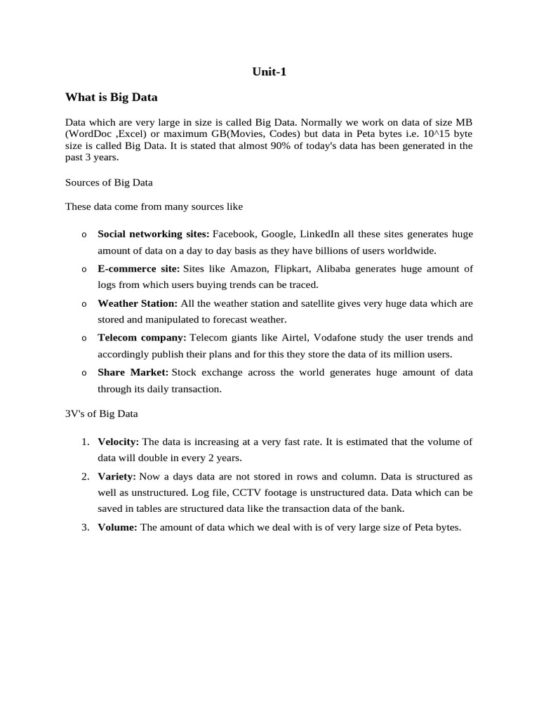 Unit-1 | PDF | Apache Hadoop | Map Reduce