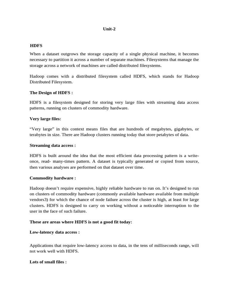 Unit-2 | PDF | Apache Hadoop | File System