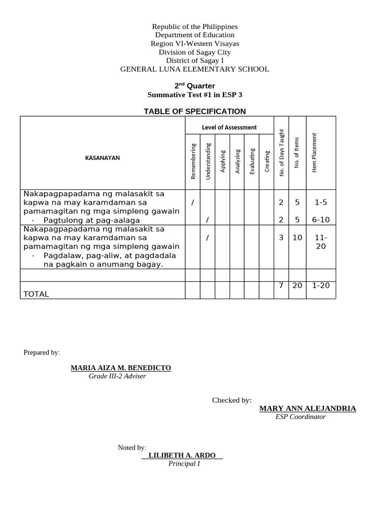 2ndQ ST#1 Grade 3 | PDF