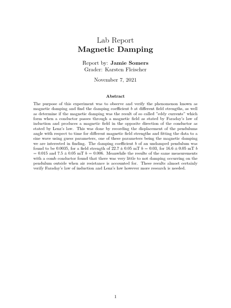 magnetic-damping | PDF | Damping | Electromagnetic Induction