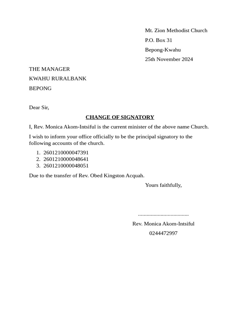 Change of Signatory | PDF