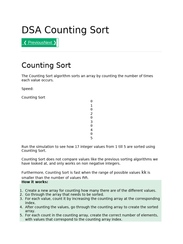DSA caunt surt | PDF | Time Complexity | Numbers