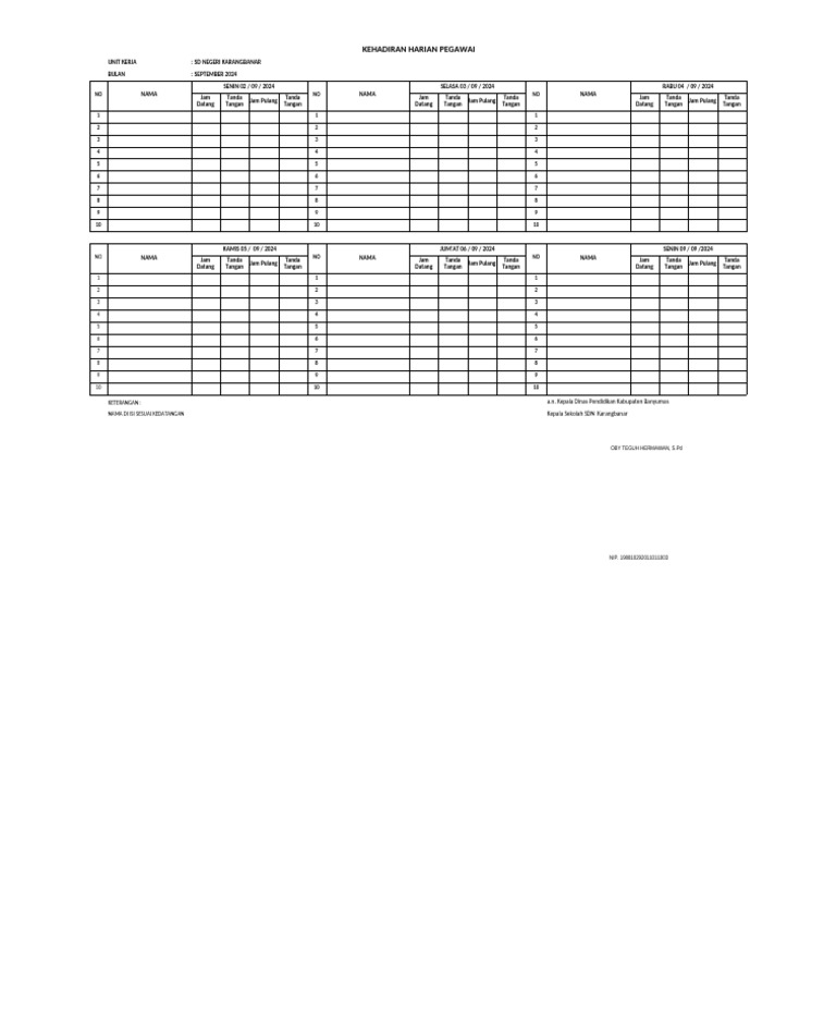 Format Absen Harian-1 | PDF