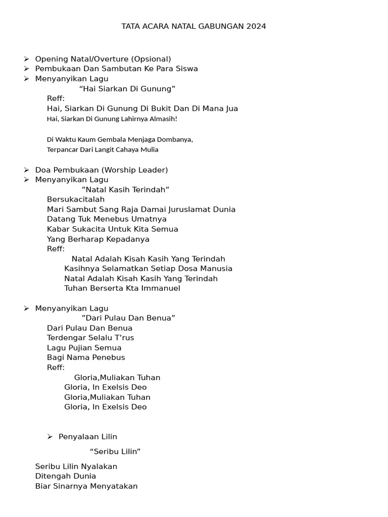 Tata Acara Natal Gabungan 2024 | PDF
