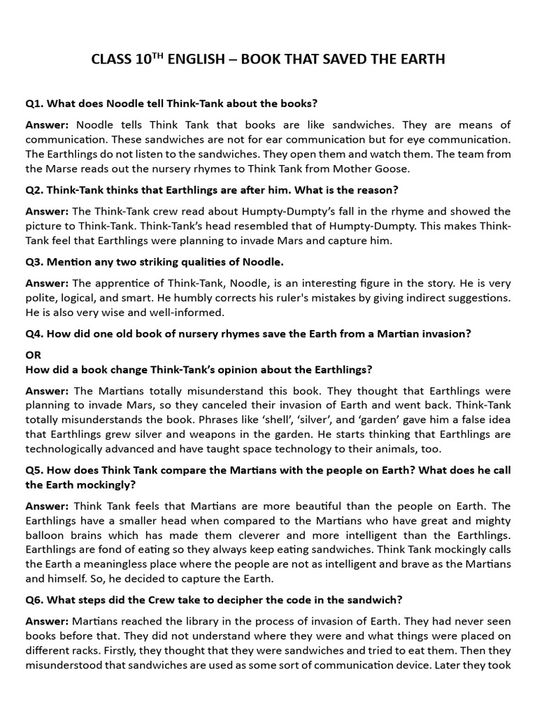 Book That Saved Earth - Notes | PDF | Mars