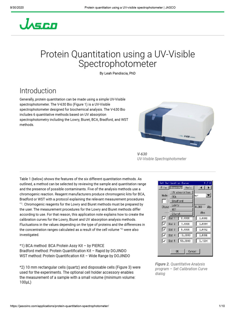 Protein Quantitation Techniques | PDF | Spectrophotometry | Ultraviolet ...