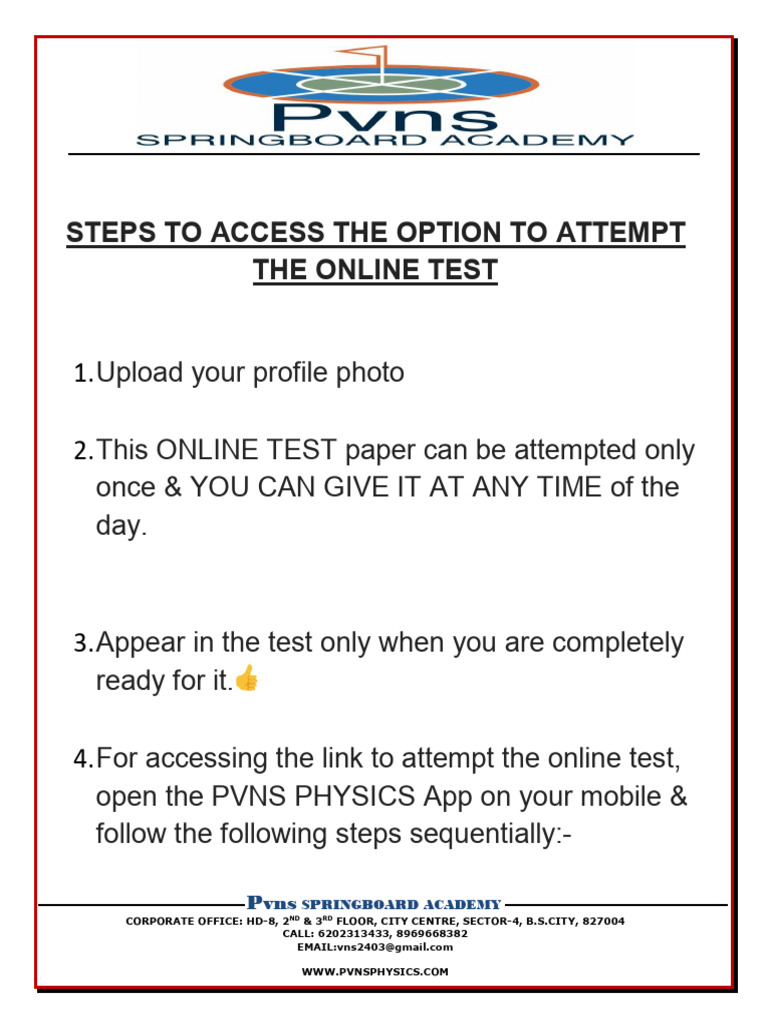 Steps To Access The Online Test Link On Mobile | PDF | Software | World ...