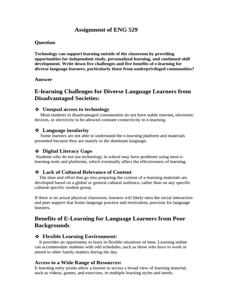 Assignment of ENG 529 | PDF | Educational Technology | Learning