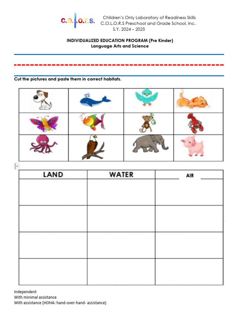 IEP PK WK 16 WORKSHEETS | PDF