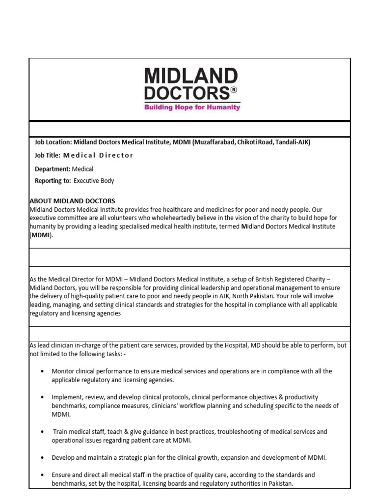 Medical Director | PDF | Medicine | Hospital