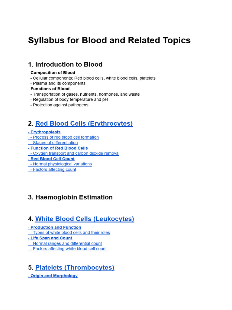 DOTT Syllabus Zabed Sir. | PDF | Blood | Blood Cell