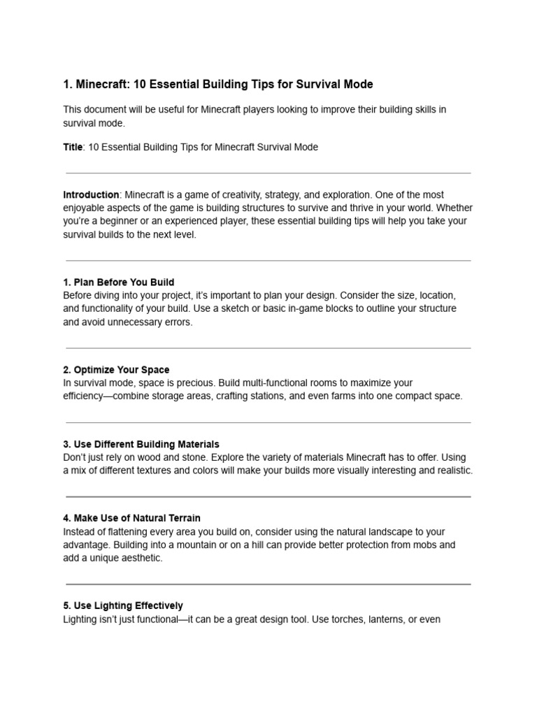 A Quick Minecraft Guide! | PDF | Minecraft