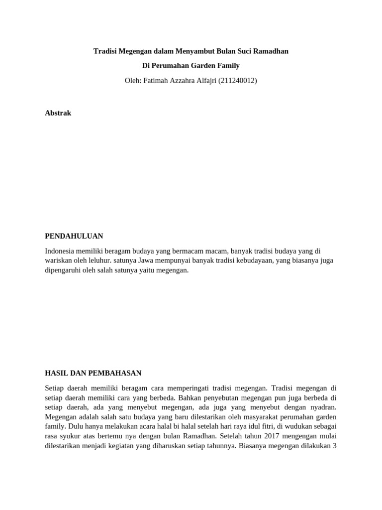 Tradisi Megengan dalam Menyambut Bulan Suci Ramadhan | PDF