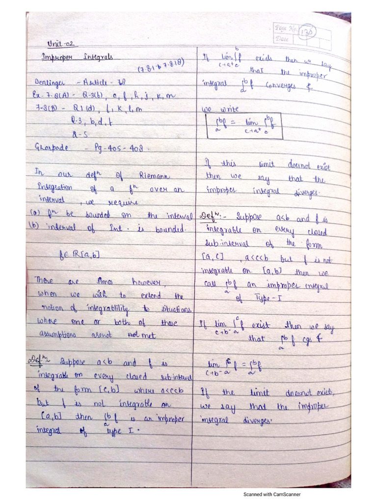 Improper Integrals Pdf