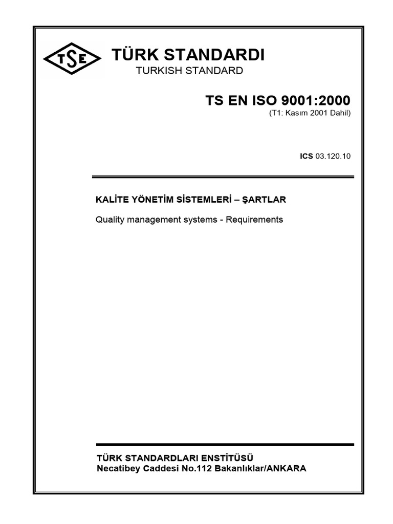 Tse Iso 9001 2000 Standardi | PDF