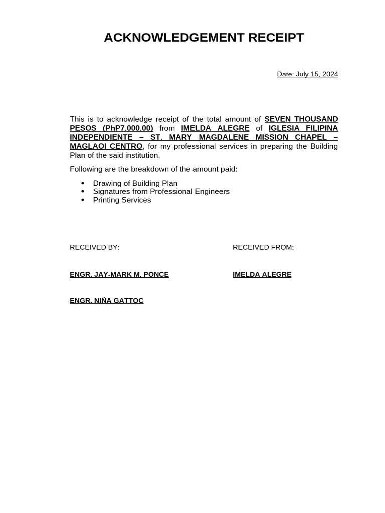 Acknowledgement Receipt | PDF