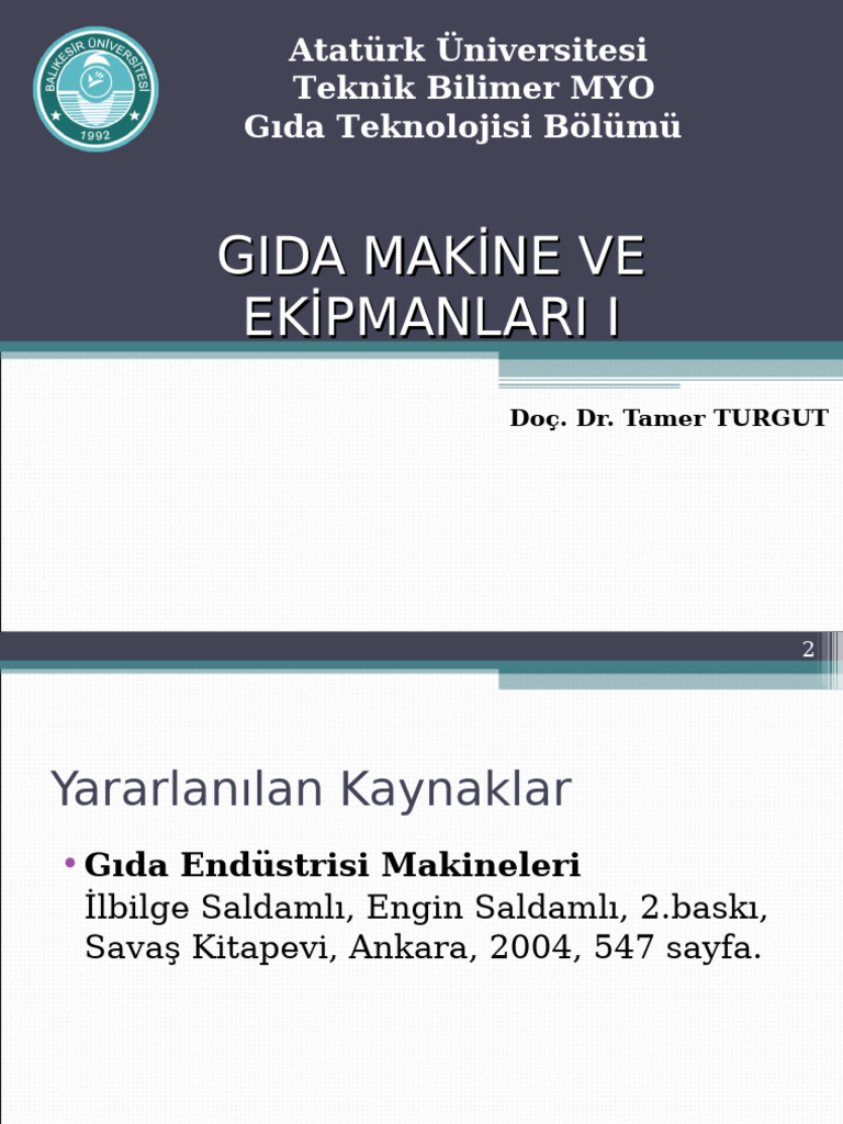 Gida Endüstri̇ Maki̇neleri̇-I | PDF