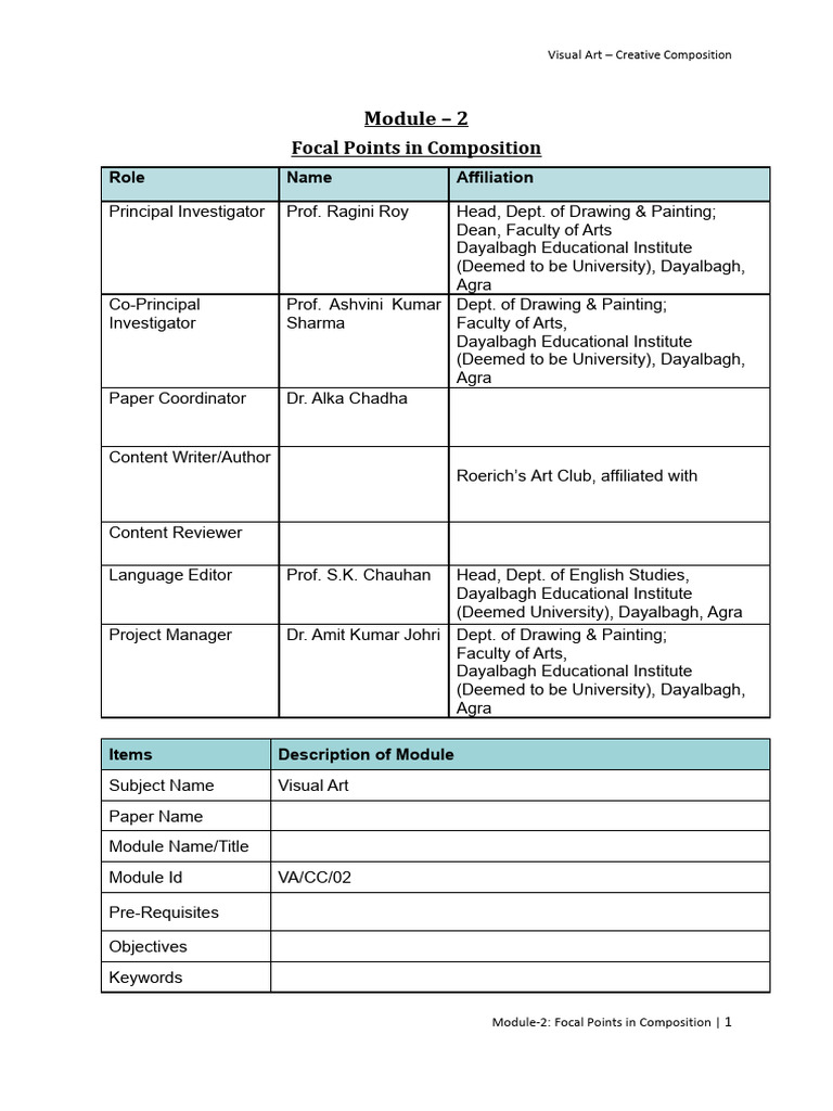 Focal Points in Art Composition | PDF | Composition (Visual Arts)
