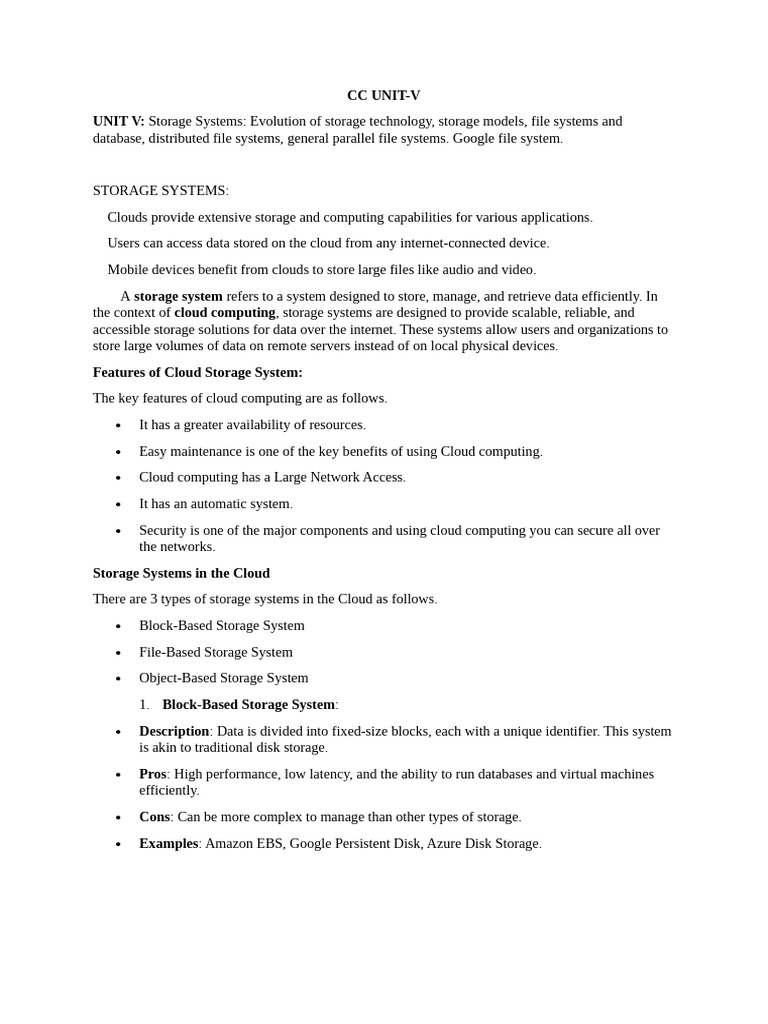 CC UNIT-V | PDF | Computer Data Storage | Cloud Computing