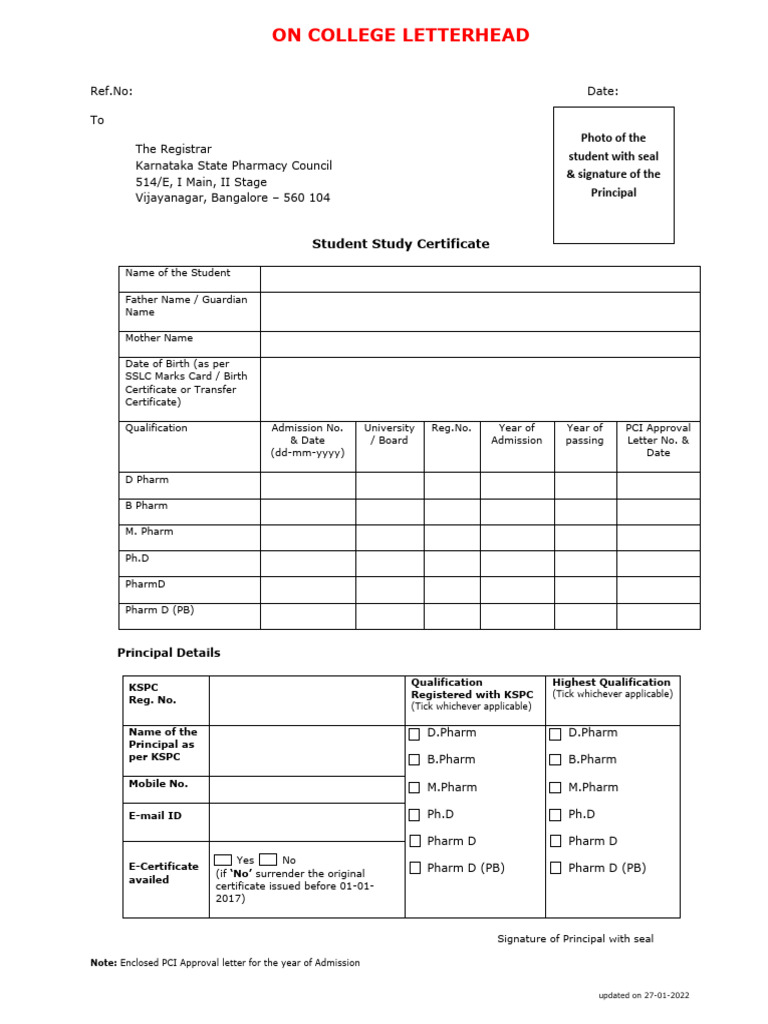Student Study Certificate Template | PDF | Doctoral Degrees | Pharmaceutical Sciences