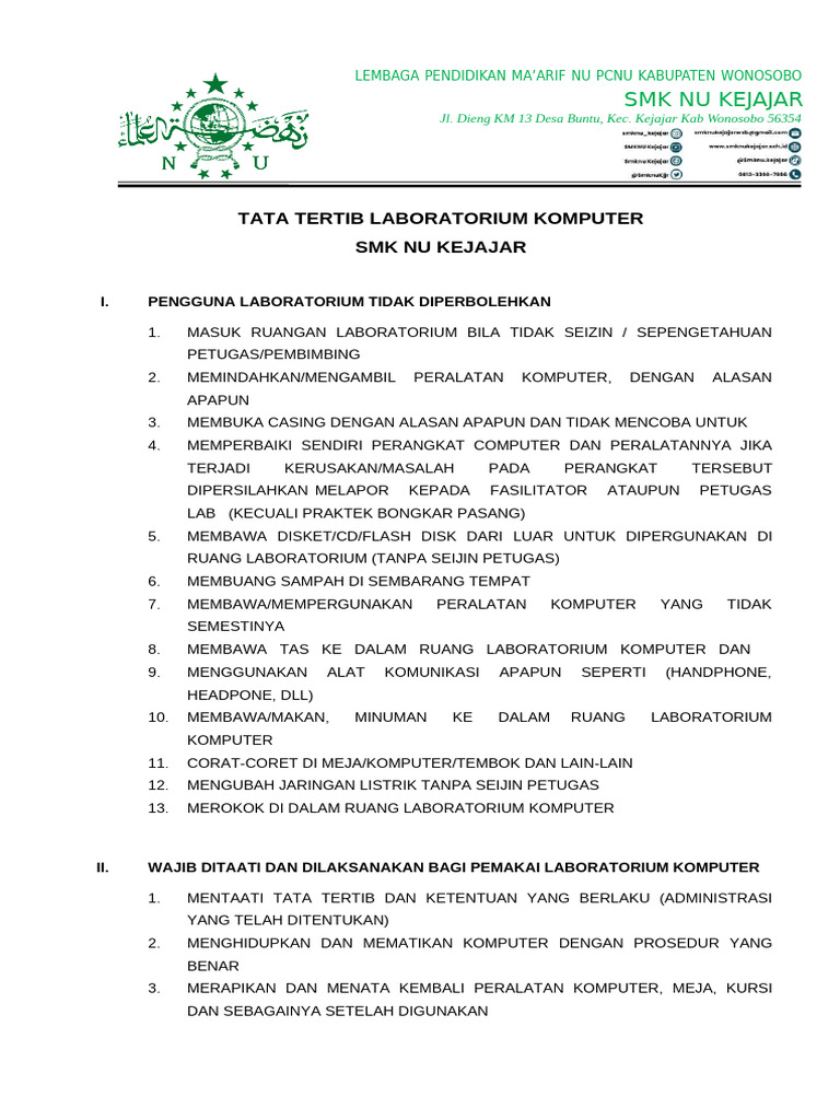 Sop Lab Komputer | PDF