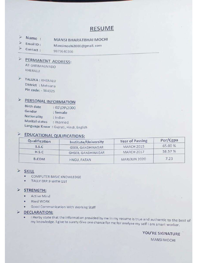 Resume - Mansi | PDF