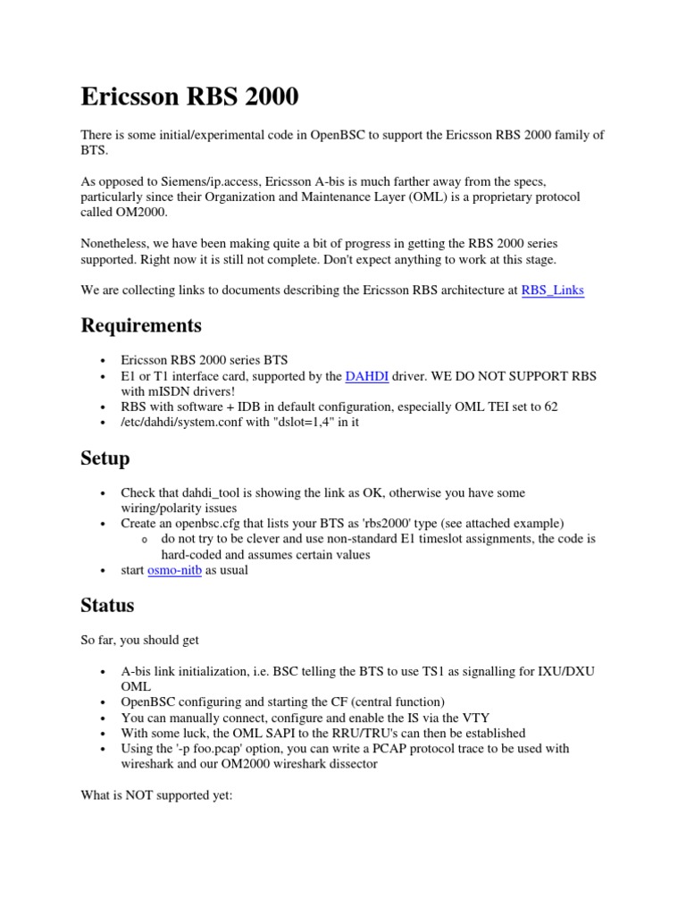 Ericsson RBS 2000 | PDF | Computer Networking | Networks
