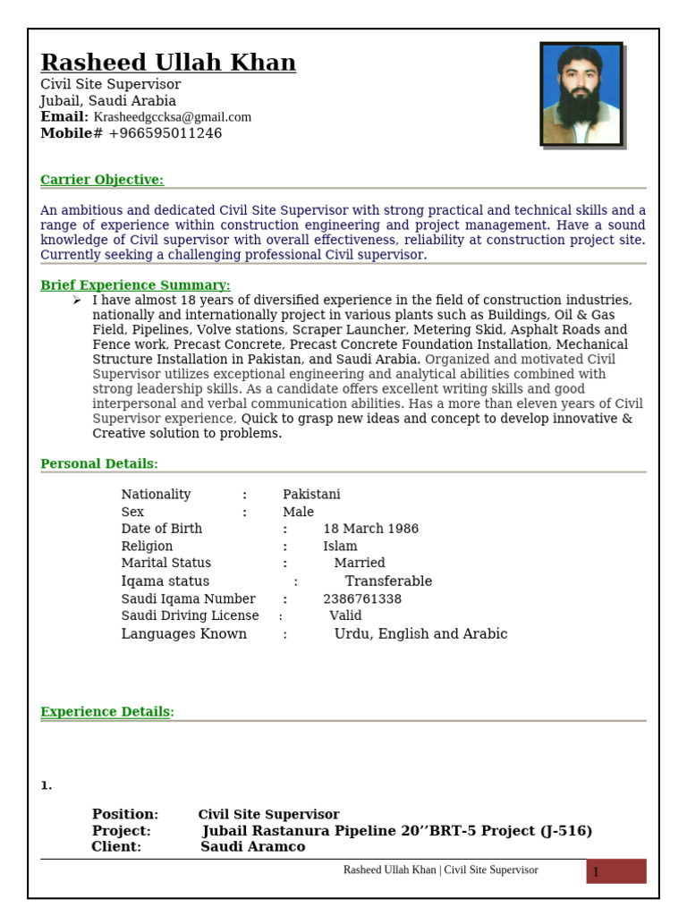 Rasheed Ullah Khan updated CV | PDF | Specification (Technical Standard) | Concrete