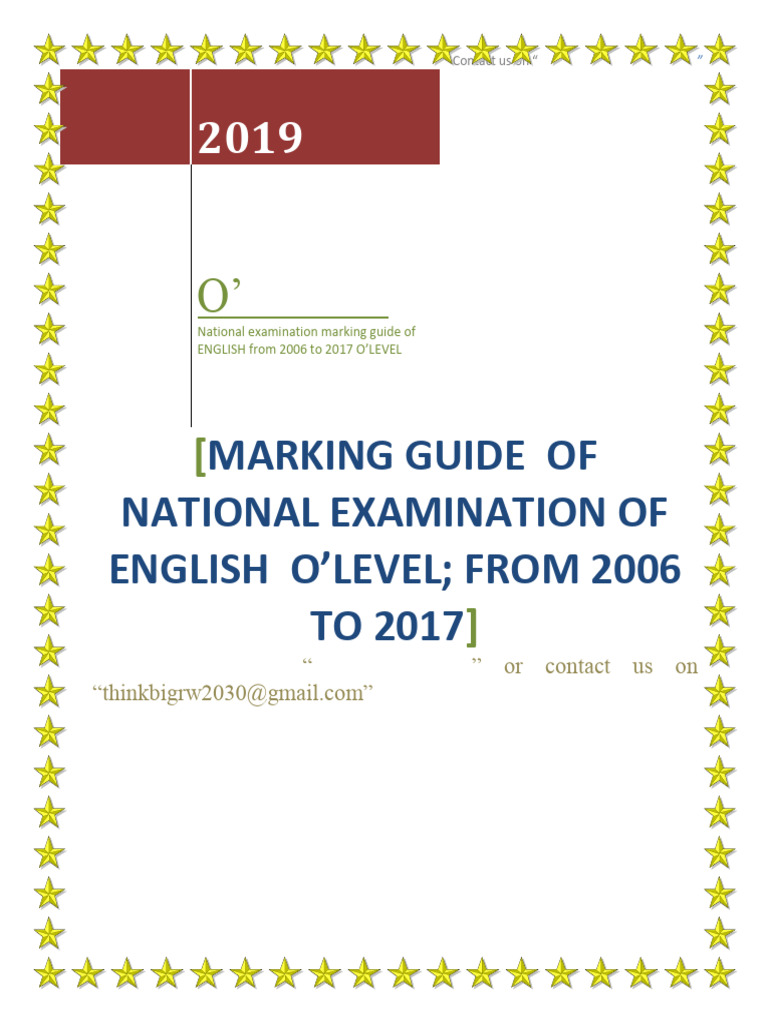 Marking Guide of English O-Level National Exam From 2006 To 2017 | PDF ...