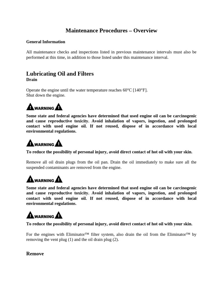 Section 6 - Maintenance Procedures at 1000 Hours or 1 Year | PDF ...