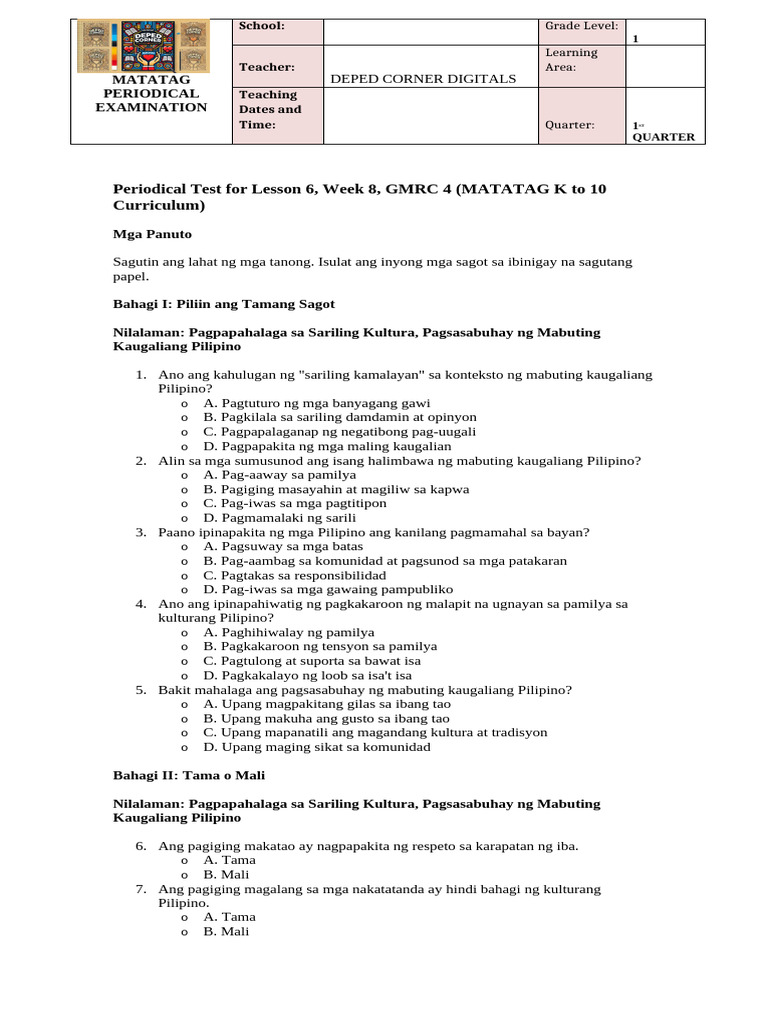 PT-WEEK 8-GMRC -DEPED CORNER DIGITALS | PDF