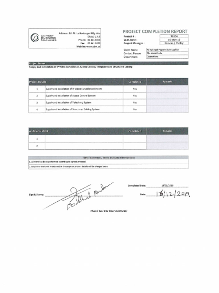 Complettion Report-Signed | PDF