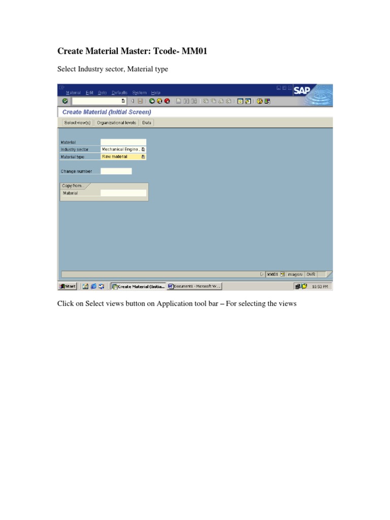 Create Material Master in SAP MM01 | PDF